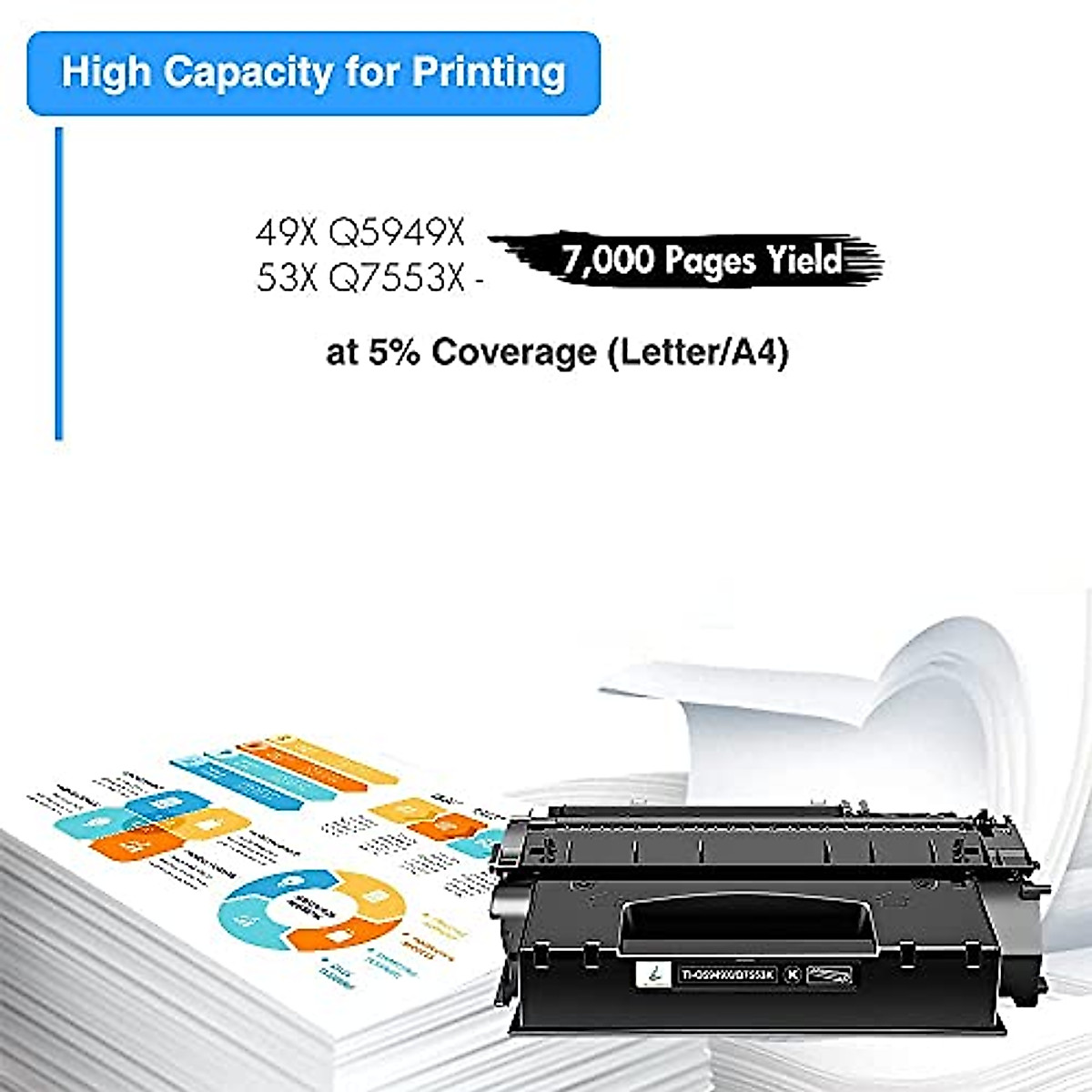 TRUE IMAGE Compatible Toner Cartridge Replacement for HP 49X Q5949X 49A Q5949A 53X Q7553X for HP 1320 1320n 1320tn P2015 P2015dn 1160 3390 3392 P2014 P2015d Printer Ink (Black, 2-Pack)
