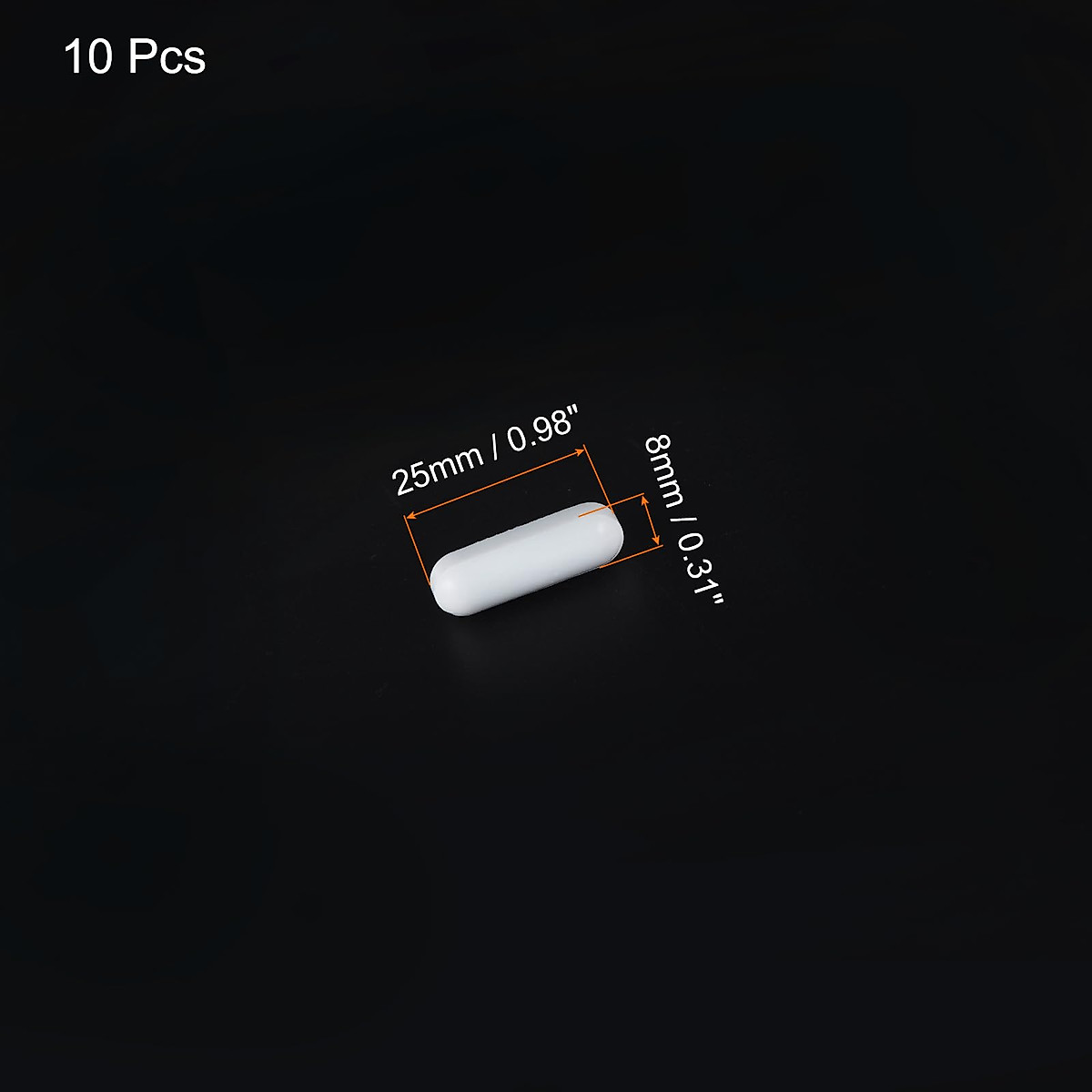 MECCANIXITY Magnetic Stirrer Mixer Stir Bar Rod 25mm(1") x8mm Cylinder Shape PTFE Coating Magnet White for Laboratory 10Pcs