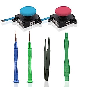 ECHZOVE Replacement Joy Stick Compatible with Switch lite, Joystick Replacement Compatible with Switch lite and Repair Tool Kit for Switch lite - 2 Pack (Blue Red)