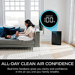 Shark HE402 Air Purifier 4 True HEPA Cleans up to 1000 Sq. Ft., Captures 99.98% of Particles, dust, allergens, Smoke, 0.1–0.2 microns, Advanced Odor Lock, Quiet, 4 Fan, Charcoal Gray