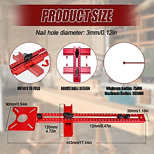 HSOKEW 4 in 1 Router Milling Groove Bracket, with Automatic Center Punch-Router, Quick Milling Round Grooves/Cut Round Block/Engrave Round Center/Measure Right Angle (Metric)