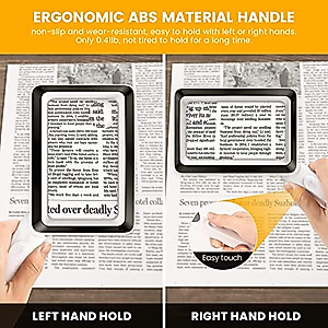 ANBULL 4X 8X Rechargeable Magnifying Glass with Light, 20 Anti-Glare Dimmable LEDs, Handheld 4.5''*2.7'' Rectangular Page Lighted Magnifying Glass for Close Work, Seniors Reading, Low Vision