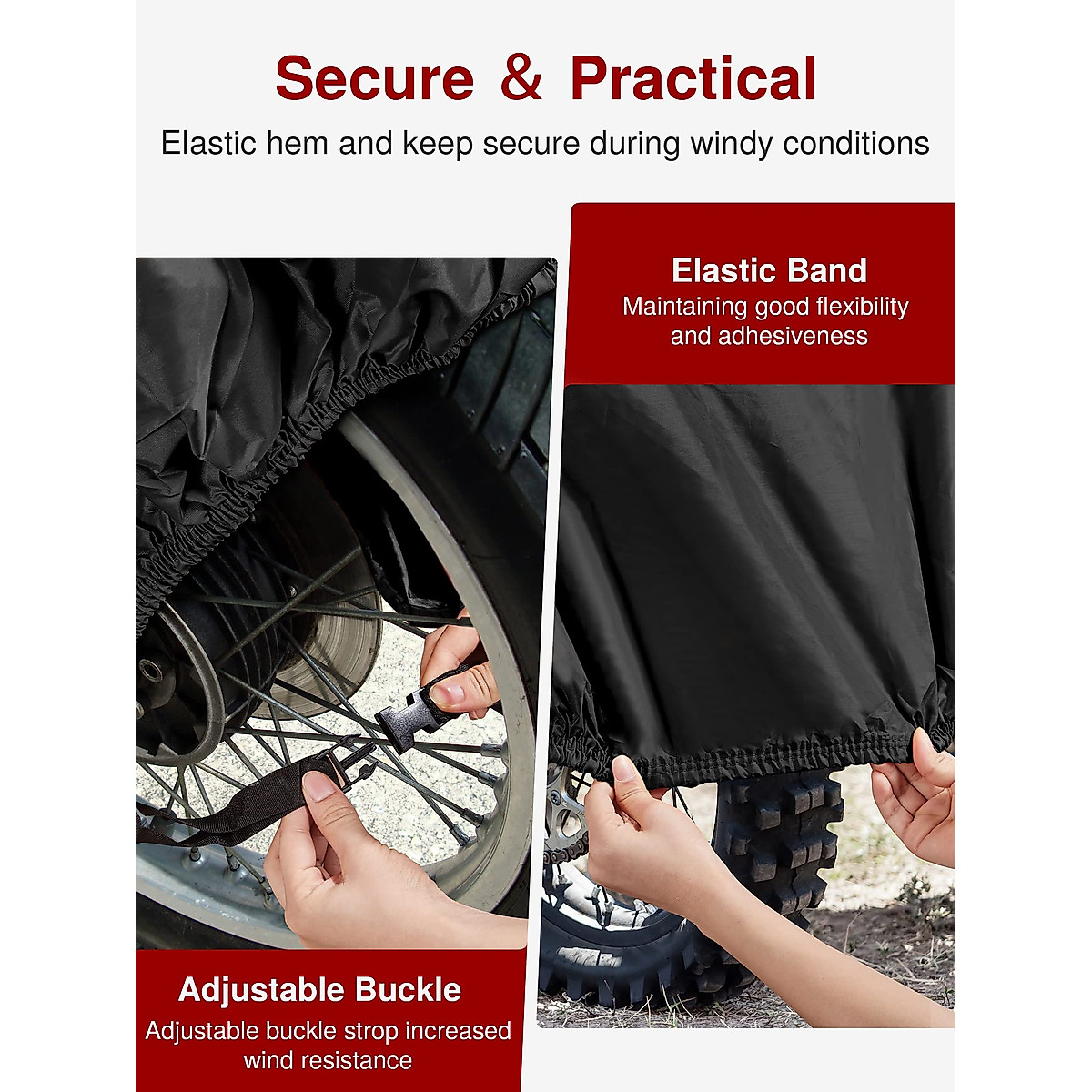 Puroma Motorcycle Cover, 105'' XXX-Large Heavy Duty Motorcycle Cover Waterproof Outdoor Indoor Scooter Shelter Protection with 4 Reflective Strips for Harley Davidson, Honda, Suzuki, Kawasaki, Yamaha