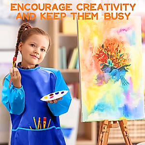 POPYOLA Acrylic Paint Set for Kids, Non Toxic Kids Painting Set with Tabletop Easel, Acrylic Paints, Smock, Canvases, Wooden Stencils, Brushes, Painting Kit Gift for Beginner Student Toddlers