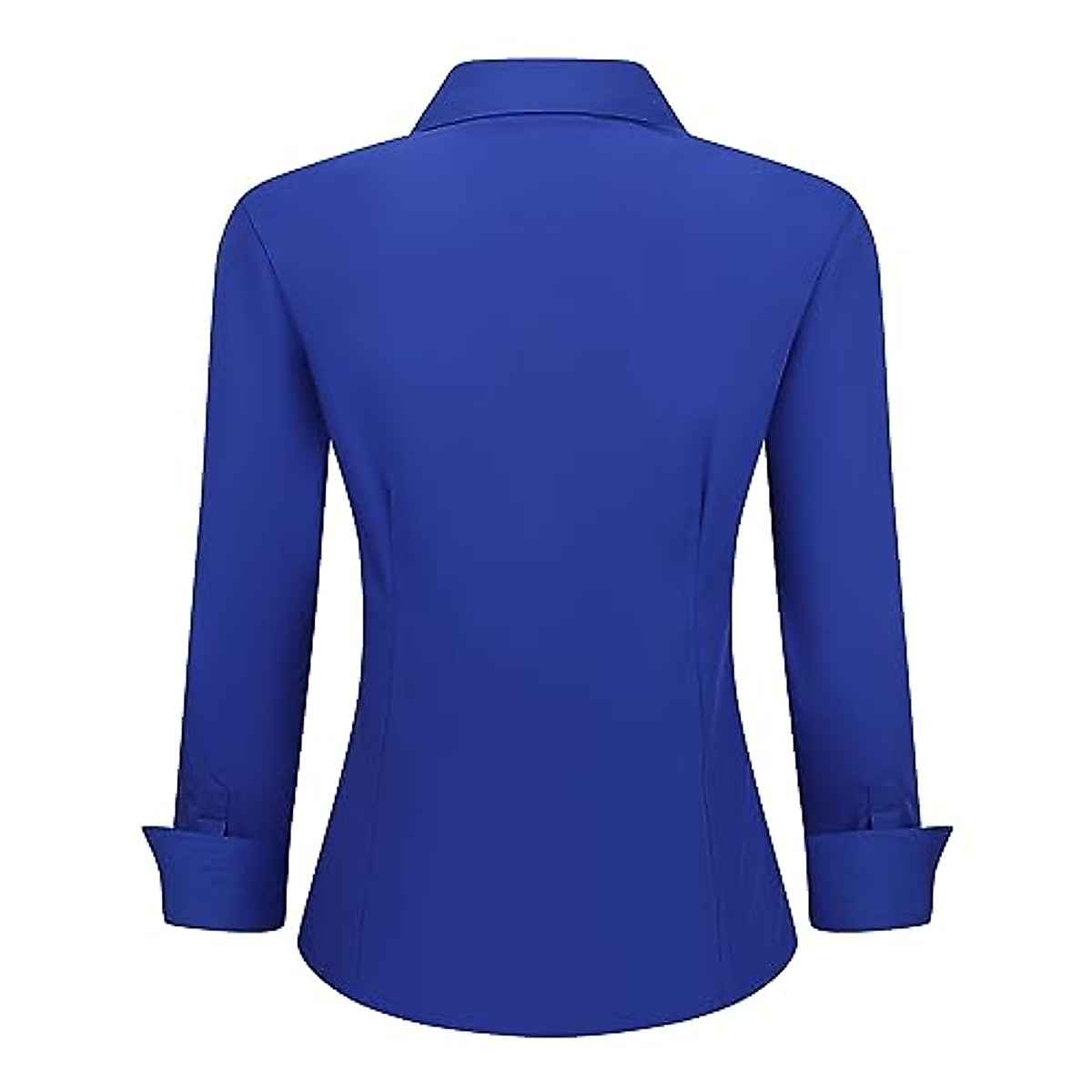 Womens Button Down Shirts Long Sleeve Regular Fit Basic Simple Stretch Work Blouse Royal Blue XXL