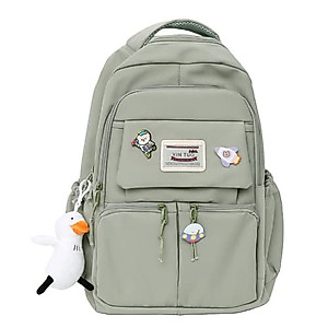 RRRWEI Kawaii Backpack With Kawaii Pin And Accessories Cute Backpack School Backpack For Teens Girls Aesthetic Backpack (green)