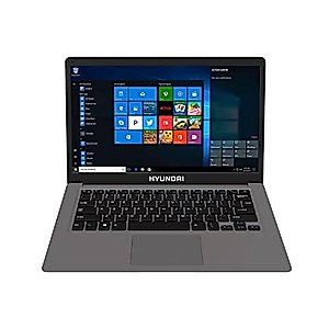 HYUNDAI 14" Notebook 4GB RAM, 128GB SSD, Windows 10 Home Laptop, Intel Celeron N4020, 14.1" Inch IPS Display, Expandable Storage, WiFi & Bluetooth - Grey