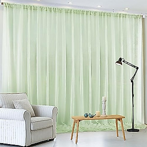 Sage Green Chiffon Sheer Backdrop Curtain for Wedding, Parties, Sage Green Arch Drapes for Backdrop Decoration,Wrinkle-Free 10ft x 10ft