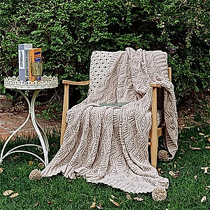 Naiveferry Knitted Throw Blanket with Tassel Brown, Super Soft Cozy Lightweight Fluffy Blanket Warm Woven Decorative Blankets for Women Men Bed Sofa Chair Couch Cover