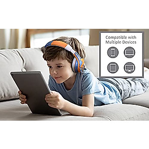 eKids Blippi Headphones for Kids, Wired Headphones for School, Home or Travel, Tangle Free Stereo Headphones with Parental Volume Control, Connect via 3.5mm Jack