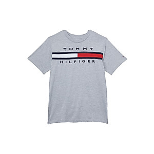 Tommy Hilfiger Boy's Signature Flag Tee (Big Kids) Grey Heather MD (12-14 Big Kid)