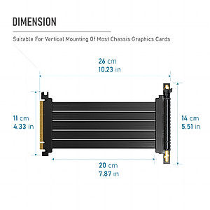EZDIY-FAB PCIE Gen 4 16x Extreme Flexible, High Speed Riser Cable PCI Express 4.0 Port GPU Extension Card-Right Angle Connector [7.87in/20cm]