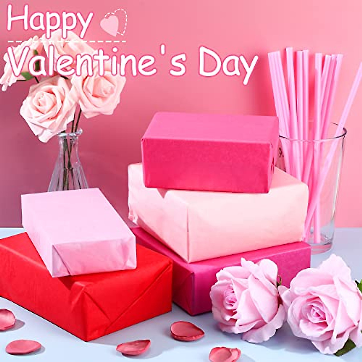 600 Pcs Red Hot Pink Tissue Paper Mother's Day Bridal Shower Tissue Paper for Gift Bags Decorative Wrapping Paper Pastel for Valentine's Day, Arts Crafts, DIY, Birthdays, Weddings 20 Inch