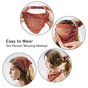 TOBATOBA Floral Hair Scarf Headband 5 Pcs Hair Bandanas Chiffon Boho Headbands for Women Elastic Head Bandana for Women Girls Hair Accessories