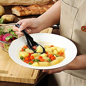 Hiware 12-piece Asian Soup Spoons, Rice Spoons, Chinese Won Ton Soup Spoon - Notch and Hook Style, Black