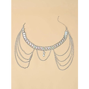 OuluJade Belly Chain Gemstone Decor Waist Chain Body Chain For Women Festival Rave Party Accessories (S(33IN Circle))