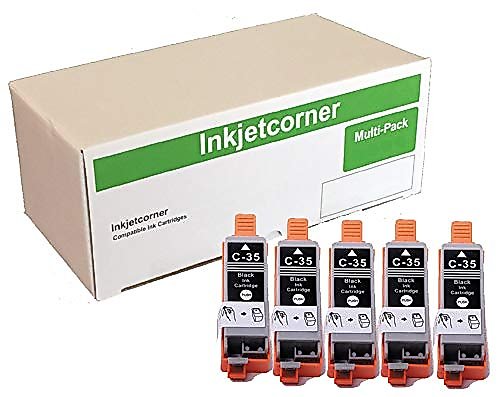 Inkjetcorner Compatible Ink Cartridge Replacement for PGI-35 PGI-35BK for use with iP100 iP110 TR150 Printer (Black, 5-Pack)
