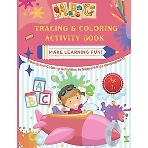 Tracing & Coloring Activity Book: pre-handwriting practice activity book, coloring activity book, pencil control workbook for kindergarten, black & white interior, 94 pages , size 8.5*11 in