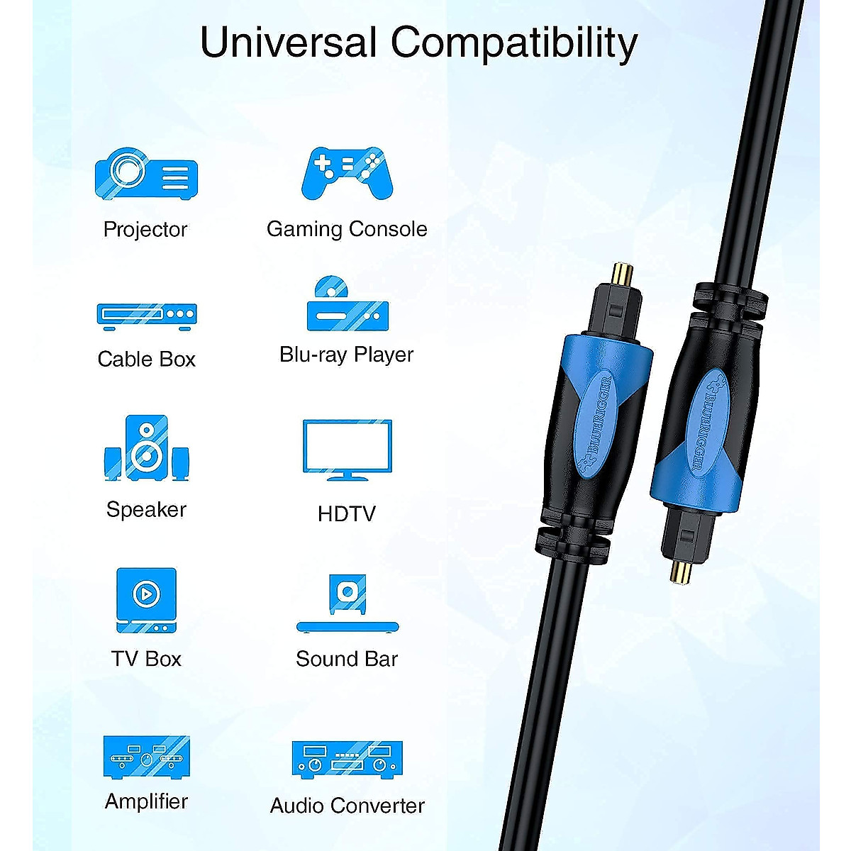 BlueRigger 25FT 4K HDMI Cable with 25FT Toslink Cable - Digital Optical Audio Cable (4K 30Hz, in-Wall CL3 Rated)