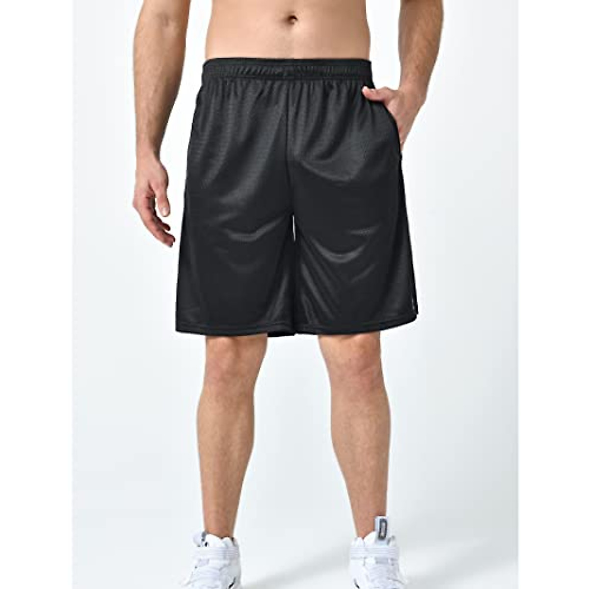 5 Pack: Mens Athletic Shorts, 9" Mesh Basketball Shorts Men Active Gym Shorts with Pockets (Set 1, Large)