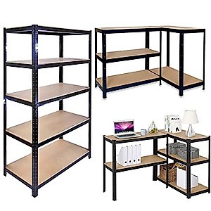 AutoBaBa 5-Tier Metal Shelving Unit Adjustable Garage Storage Utility Rack Heavy Duty Shelves Organization Multipurpose Shelf Warehouse Basement Kitchen Living Room Pantry - 28" L x 12" D x 60" H