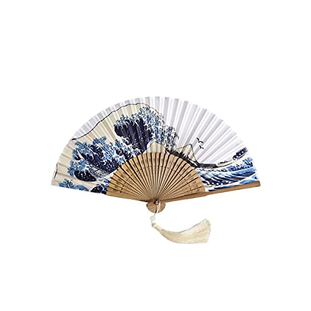 Fringed Folding Fan Hand Fan Pocket Fan Retro Bamboo Handle Fan Wedding Summer Party Dancing Cosplay Vintage Style