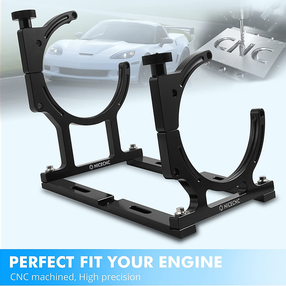 NICECNC 7” Nitrous Oxide Nos Single Bottle Holder Bracket Billet Aluminum for 10 Pound Nitrous Bottle Black