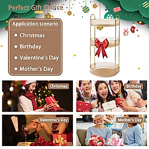 shuang qing Rotating Makeup Organizer for Vanity 3 Tier, High-Capacity Skincare Clear Make Up Storage Perfume Organizers Cosmetic Dresser Organizer Countertop 360 Spinning （Gold）