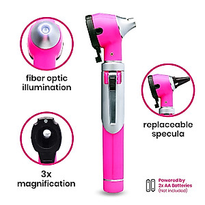 Zyrev ZetaLife Otoscope Set with 50 Extra Disposable Specula Tips, Pink