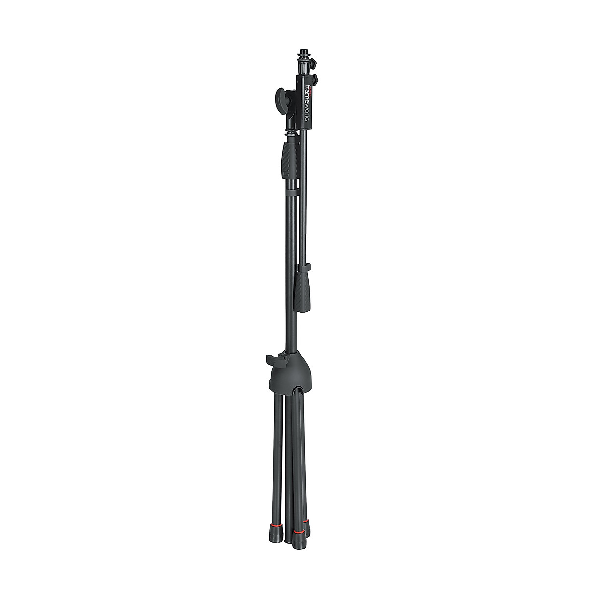 Gator Frameworks Tripod Mic Stand with Soft Grip Twist Clutch, Boom Arm, and Both 3/8" and 5/8" Adapters; Min/Max Height - 6"/99" (GFW-MIC-2020),Black