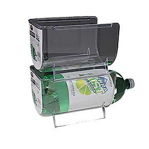 Dependable Industries inc. Essentials Stackabale Fridge & Freezer Safe Soda Bottle Holder Space Saver Pantry, Countertops and Cabinets - Holds 2-Liter Bottles BPA Free (Clear, 1)