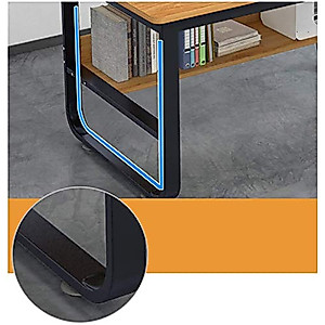 Modern Solid Wood Computer Desk,Large Workstation Study Writing Desk with Storage Shelves,Pc Laptop Table for Home Or Office