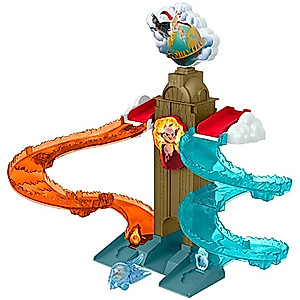 Fisher-Price DC League of Super-Pets Daily Planet Rescue die-cast vehicle racetrack playset with vehicle launcher and 2 ramps for kids ages 3 and up
