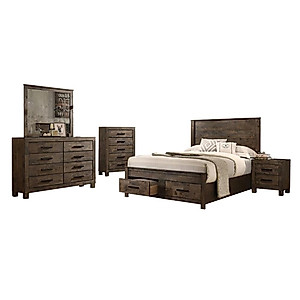 Coaster Woodmont Eastern King Bed 5-Piece Set, Rustic Golden Brown