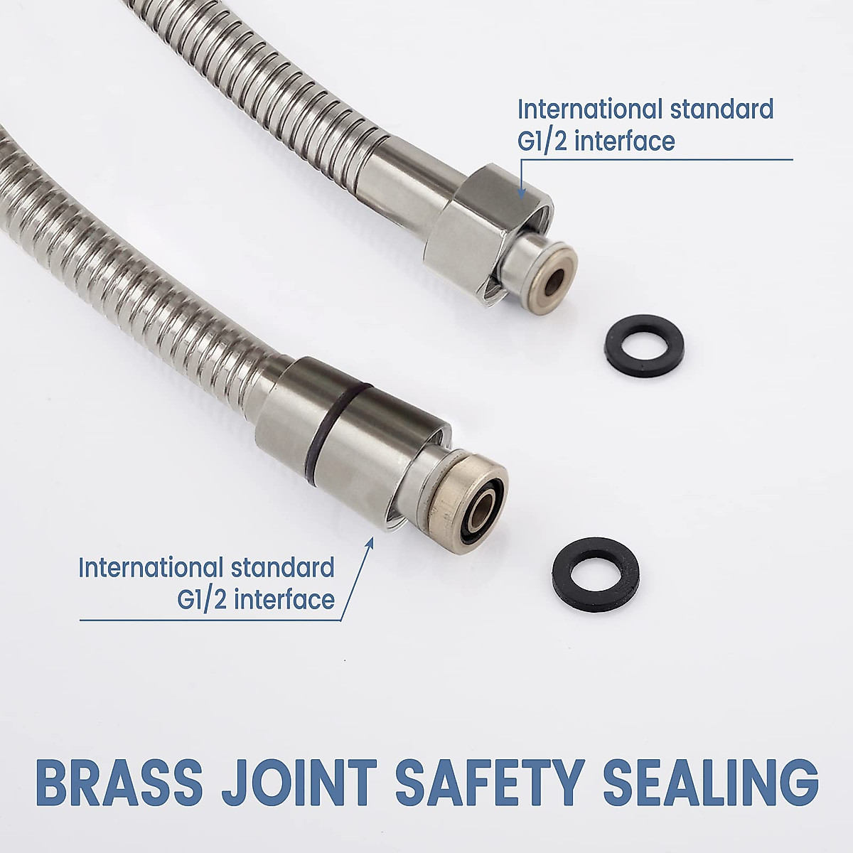 YDmeet Shower Head Holder and 71 Inch Shower Head Hose for Handheld, All Metal, Brushed Nickel