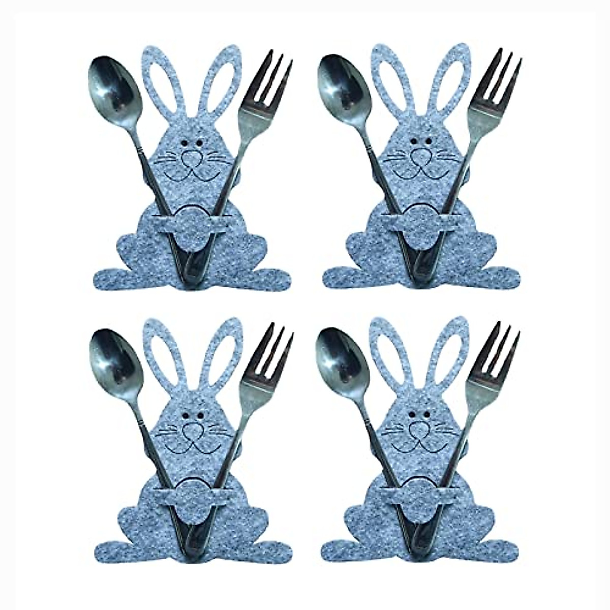 Tableware Folk Spoon And Fork Bunny Cutlery Organizer Holders Cutlery Cover Utensil Silverware Table Bag 4pcs Easter Knife Easter Decoration Pocket Tableware Wicker Chargers