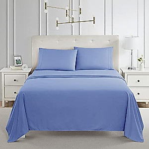 Nestl Split King Sheets for Adjustable Beds - 5 Piece Split King Sheets Set, Deep Pocket, Hotel Luxury, Extra Soft, Breathable and Cooling, Calm Blue Split King Bed Sheets