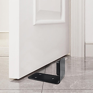 90 Degree Right Angle Door Stopper, Heavy Duty Sliding Barn Door Stop Holder Anti-Collision Wall Mounted Door Stopper with Screws On Floor or Wall (Black)