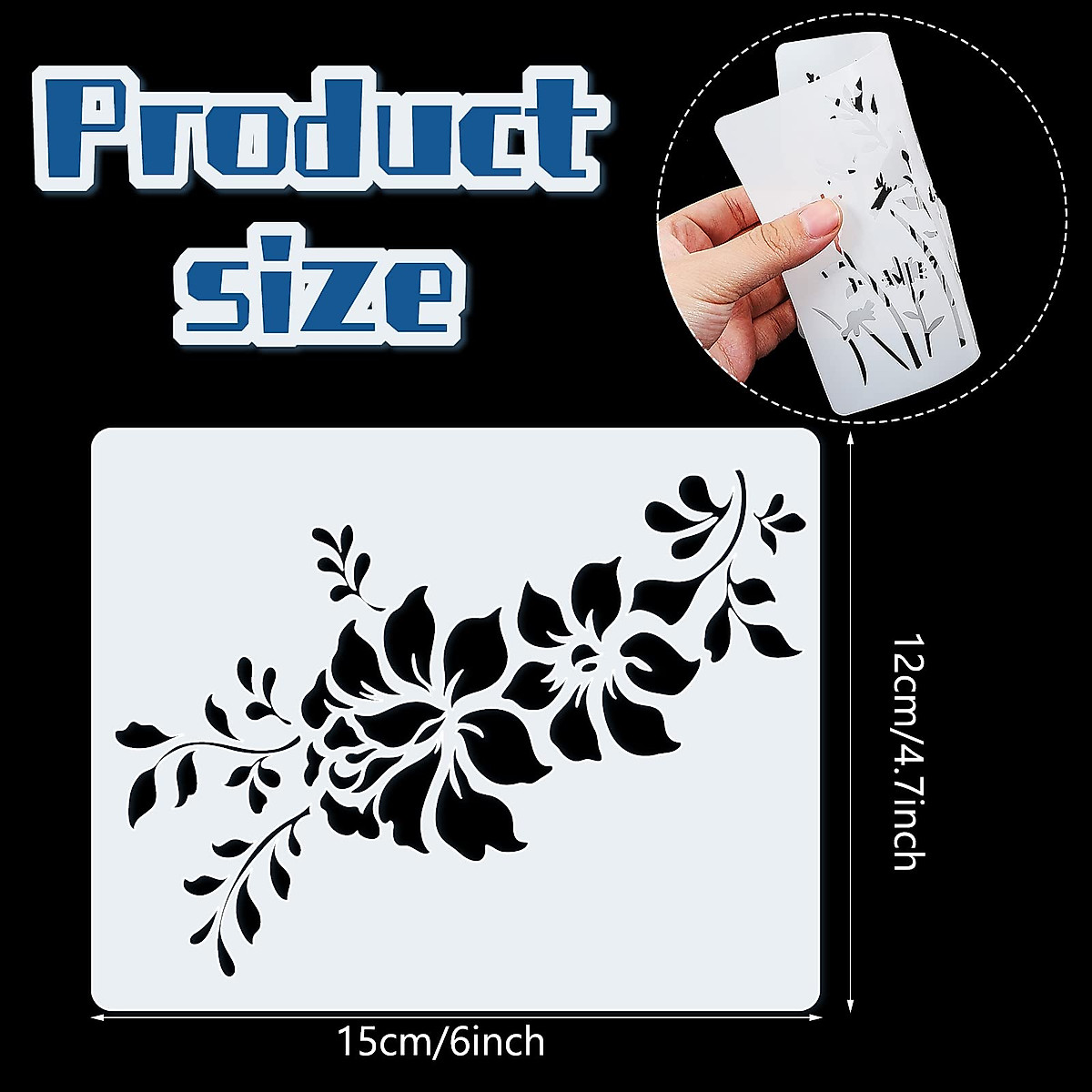 20 Pieces Wildflower Stencils for Painting Template Flower Stencils Wall Stencils Reusable Spring Stencils PET DIY Drawing Templates Stencils for Painting on Wood Wall Home Decor (Rectangular Style)