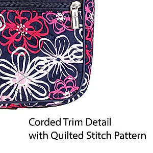 Pink Floral Trust Him Quilted 8.5 x 6.5 Fabric Zippered Bible Cover Case Handle, Thinline