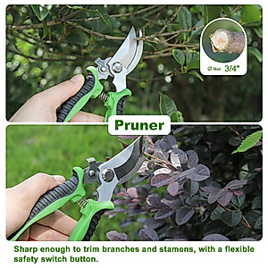 Garden Tool Set with Non Slip Rubber Grip,8 Piece Stainless Steel Gardening Tool Sets,Heavy Duty Outdoor Hand Tools Durable Storage Tote Bag,Uprooting Weeding Tool, Gifts for Women Men Green