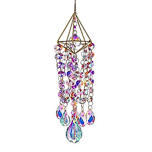 Crystal Suncatchers Hanging Wind Chime Style Garden Suncatcher Rainbow Maker Handmade Gold Plated Suncatcher