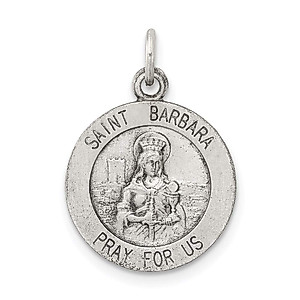Sterling Silver Antiqued Saint Barbara Medal QQC3583