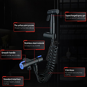 FES Handheld Bidet Sprayer for Toilet, 304 Stainless Steel Adjustable Pressure Control Bidet Faucet Diaper Sprayer Set with Hose Attachment Easy Install for Kitchen and Toilet Cleaning