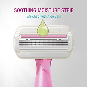 BIC Soleil Sensitive Women's Disposable Razors, 3 Blades With Moisture Strip For a Silky Smooth Shave, 3 Piece Razor Set