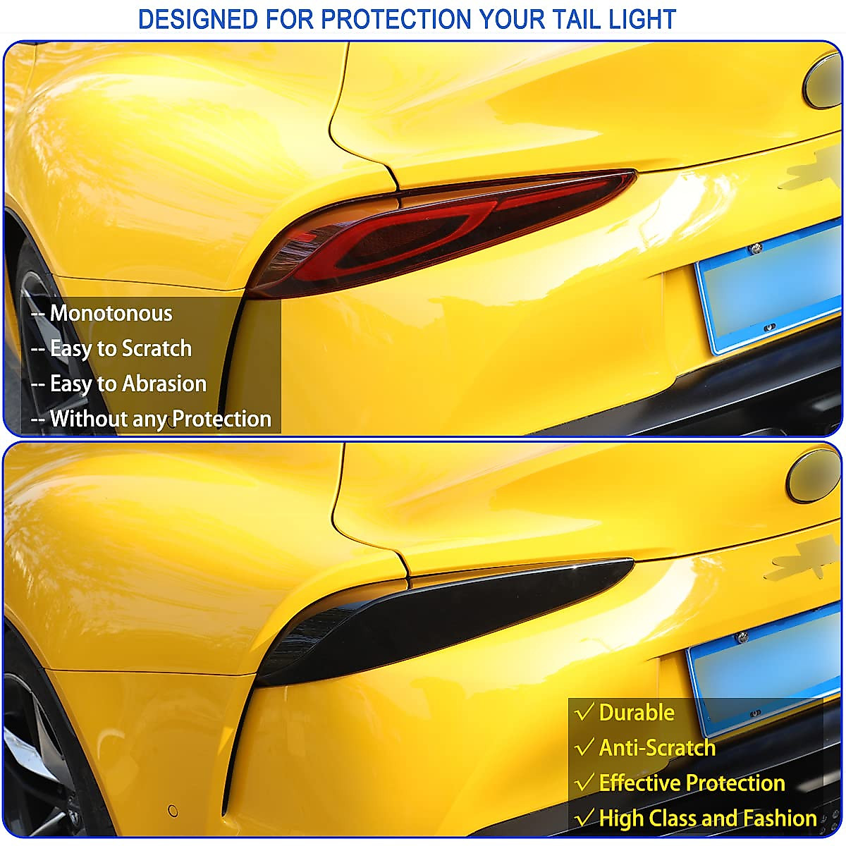 Fgtagtal Car Taillight Cover Fit for Toyota Supra GR A90 A91 MK5 2019-2024, Smoked Taillight Shell Trim Cover, Rear Tail lamp Decorative Protection Trim, 2PCS, Transparent Gray