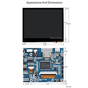 Waveshare 3.5inch HDMI LCD, Compatible with Raspberry Pi 5/4B/3B/Zero/Zero W/Zero 2W/Pico/Pico W/Pico WH, Capacitive Touch IPS LCD Display, 640×480, Audio Jack
