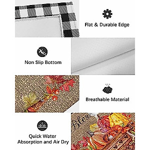 Outdoor Rug 4x6 Reversible Mats Non-Slip Area Rug Outdoor Carpet,Thanksgiving Pumpkin Autumn Leaves Mat for Patio Camping Rv Picnic Backyard Deck Balcony Porch Beach Trailer