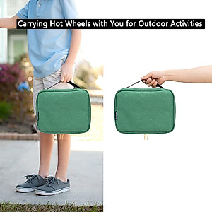 KISLANE 24 Toy Cars Storage for Toy Cars, Storage Case Compatible with 24 Toy Cars, Matchbox Cars, Mini Toys, Toy Cars Storage for Kids, Bag Only (Green)