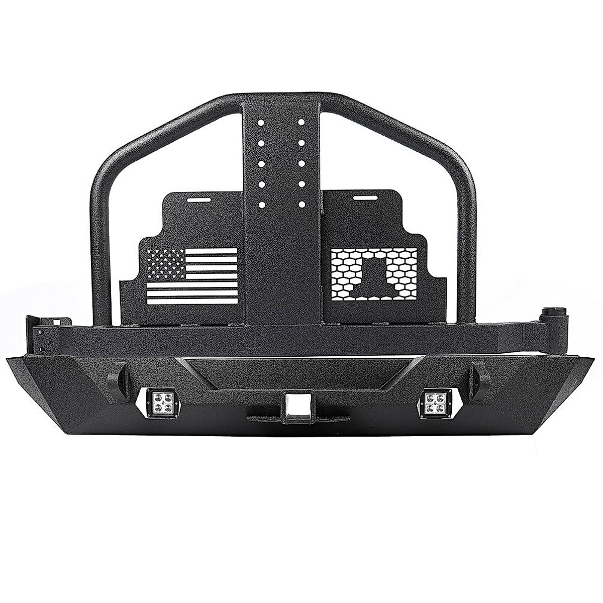 cciyu Rront Bumper and Rear Bumper Compatible for Jeep 2007-2018, Wrangler JK with D-ring with and Tire Carrier